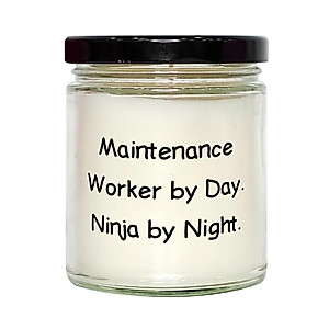 Inspire Maintenance Worker Gifts, Maintenance Worker by Day. Ninja by, Epic Birthday Scent Candle for Coworkers, from Coworkers, Gifts for Maintenance Workers, Maintenance Worker Gift Ideas, Unique