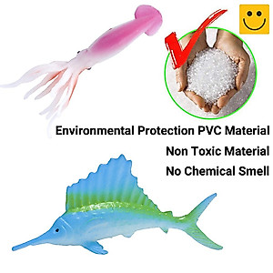 Ocean Sea Animals Figures, 60 Pack Mini Plastic Deep Underwater Life Creatures Set, STEM Educational Shower Bath Toys Gift for Baby Toddler Cupcake Toppers Party Supplies with Turtle Octopus Shark