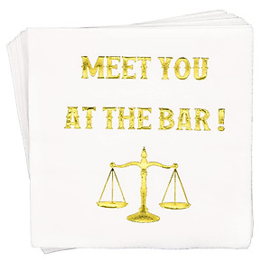 Meet You At The Bar Napkins, Law School Graduation Napkins, Law School Graduation Decorations Class of 2024, Law School Graduation Party Decorations 2024 (5 x 5 In, Gold Foil, 50-Pack)