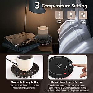 Candle Warmer, YISH Flat Bottom Coffee Mug Warmers for Desk, 25W Electric Tea and Espresso Beverage Warmers for Home and Office, Cup Warmer Auto Shut Off with 3 Temperature Setting (Y130US)