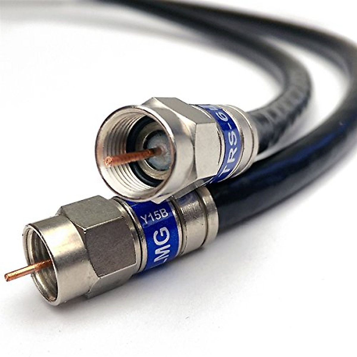 20ft Quad Shield Solid Copper 3GHZ RG-6 Coaxial Cable 75 Ohm (DIRECTV Satellite TV or Broadband Internet) Anti Corrosion Brass Connector RG6 Fittings Assembled in USA by PHAT SATELLITE INTL