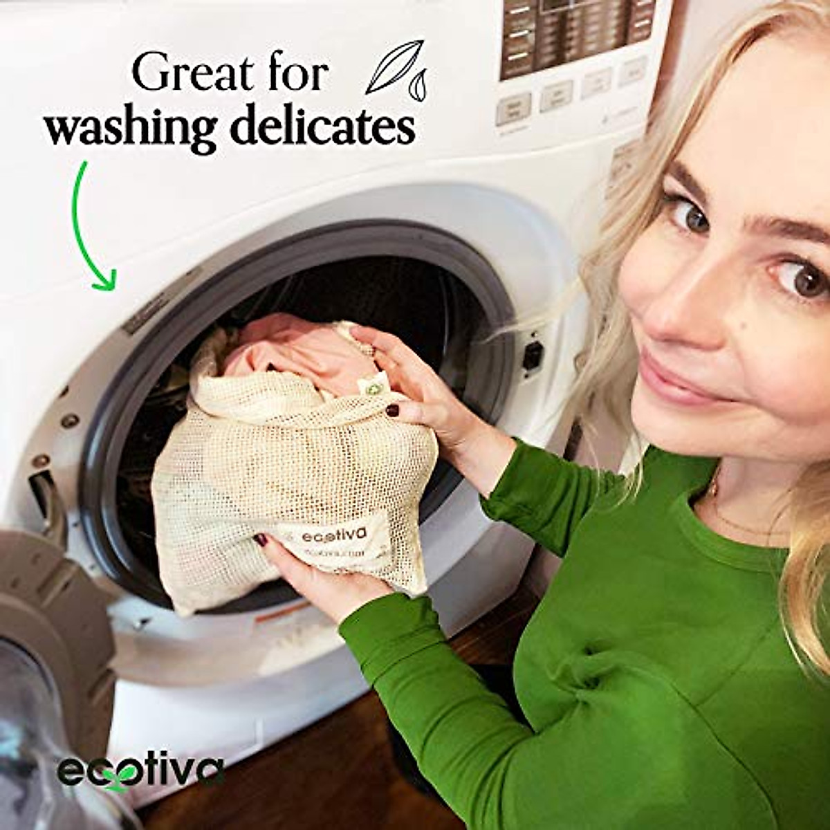 ecotiva Organic Reusable Produce Bags - Cotton Produce Bags - Cotton Mesh Produce Bags - Mesh Produce Bags Grocery Reusable - Mesh Bags For Produce