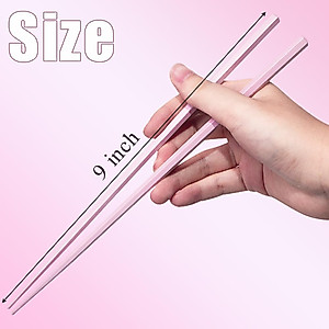 10 Pairs Fiberglass Chopsticks Reusable,Cute Reusable Chopsticks,9 Inch(Pink Chop sticks reusable dishwasher safe）