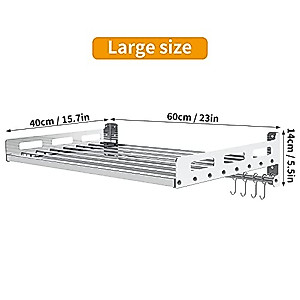 23 Inch Stainless Steel Wall Shelf Metal Shelving Heavy Duty Commercial or Household Grade Wall Mount Microwave with Fixing Kit Microwave Support Load 120lb/55kg Microwave Oven Shelf (Width 23 in)