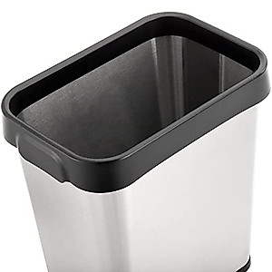 Frcctre 2.1 Gallon / 8L Open Top Stainless Steel Trash Can, Small Compact Modern Rectangular Metal Trash Can Office Wastebasket Garbage Bin for Office Bedroom Bathroom Home - 9.8"L x 6.5"W x 10.6"H