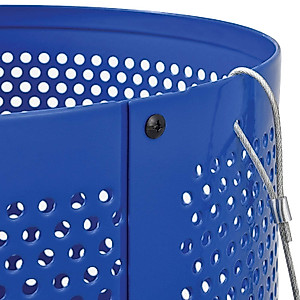 Global Industrial 20 Gallon Perforated Steel Receptacle with Flat Lid, Blue