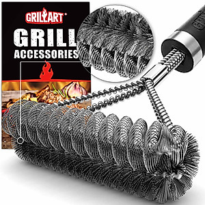 GRILLART Grill Brush Bristle Free & Wire Combined BBQ Brush - Safe & Efficient Grill Cleaning Brush- 17" Grill Cleaner Brush for Gas /Porcelain/Charbroil Grates - BBQ Accessories Gifts for Men