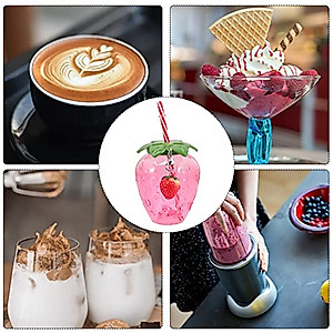 Alipis 4pcs Hawaii Sippy Cup Cartoon Fruit Straw Cups Party Sippy Cup Strawberry Shaped Cup Luau Drink Cups with Straw and Strawberry Pendant Beverage Juice Mug for Party