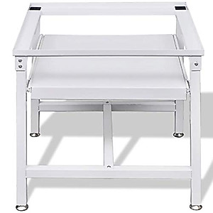 INLIFE Washer Dryer Stand with Pull-Out Shelf, Heavy Duty Washing Machine Pedestal Adjustable Height Base for Mini Air Conditioner Refrigerator Dryer 24.8"x21.3"x12.2"(WxDxH)