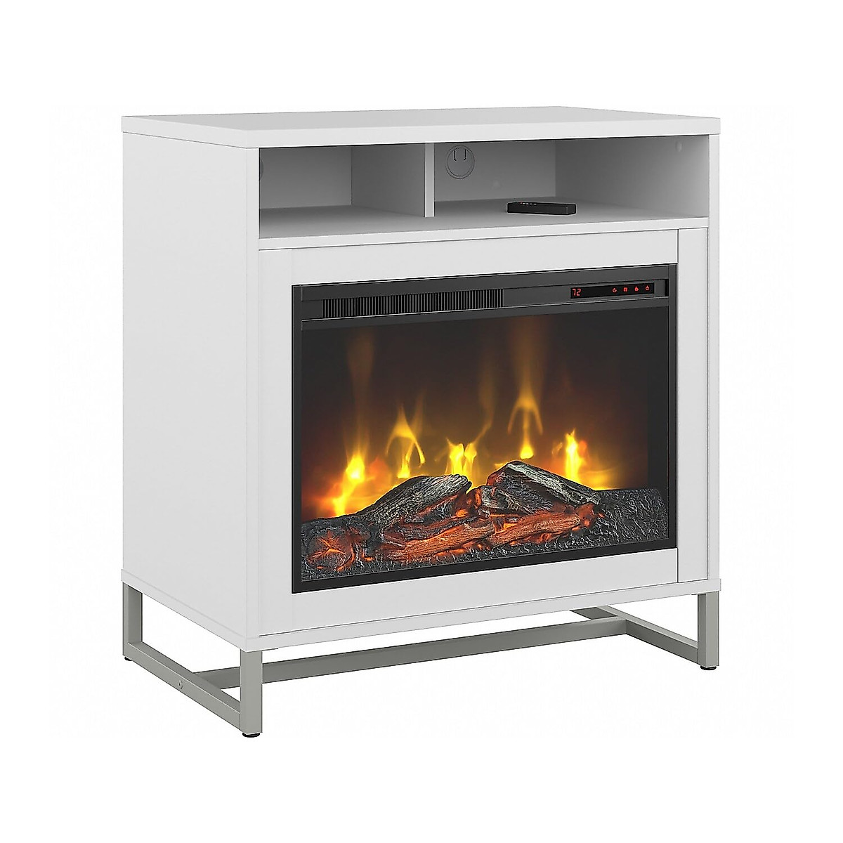 Office by kathy ireland Method Floor Standing Electric Indoor Fireplace with Shelf, 32-inch W, White (KI70209FRK)