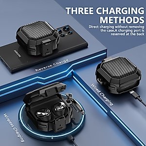 【with Secure Lock】 Case for Samsung Galaxy Buds Pro 2 2022/Galaxy Buds 2 Case/Galaxy Buds Live Case/Galaxy Buds Pro Case/Galaxy Buds FE Case 2023 with Keychain/Zipper Box/Brush - Black