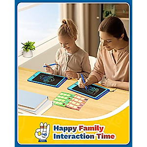 TEKFUN 2 Pack LCD Writing Tablet for Kids, 8.5 Inch Blue+Blue Doodle Board Drawing Board Reusable Drawing Tablet with Lanyard, Educational Kids Toddler Toys Birthday Gift for Boys Girls 3-12 Years Old