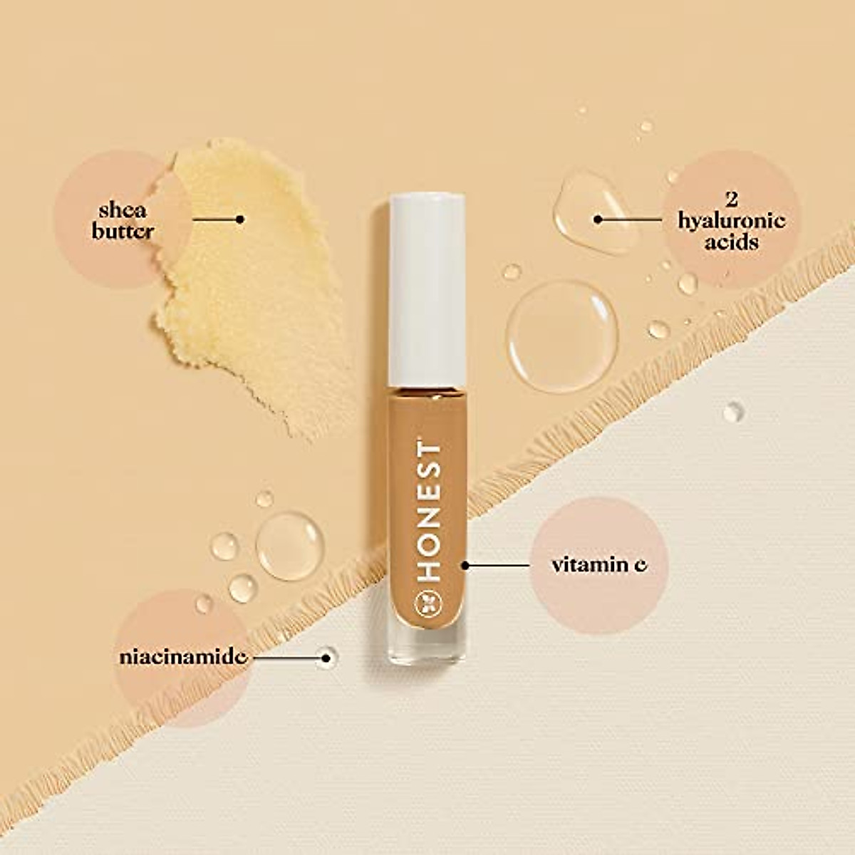 Honest Beauty Fresh Flex Concealer with Niacinamide + Vitamin E + Hyaluronic Acid | Vegan + Cruelty free | Ivory, 0.17 fl oz
