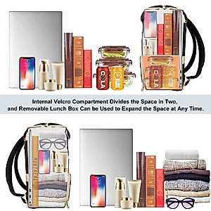 SIMBOOM Lunch Backpack for Women, Nurse Work Backpack for Men with Insulated Cooler Lunch Box, 17 Inch Laptop Backpack with USB Port (Black)