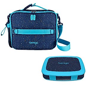 Bentgo® Kids 5-Compartment Lunch Box With Insulated Lunch Bag - (Confetti Edition - Abyss Blue)