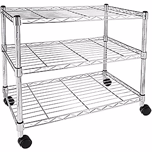 HealSmart 3-Tier Heavy Duty Storage Shelving Unit,Chrome,24.02" D x 13.78" W x 21.97" H inch, 1 Pack