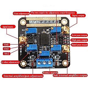 Taidacent UAF42 Universal Active Filter Module High Pass Low Pass Band Pass Filtering Active Band Pass Filter Module Tunable Filter