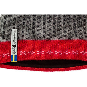 Swedish Warm Soft Merino Wool Beanie Cap Hat Velvet with Fleece Headband Lining (Skaftö Gra)