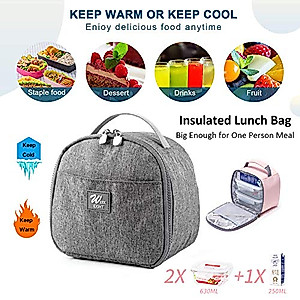 KEAIDUO Small Lunch Bag for Women Men Mini Insulated Lunch Box Portable Cooler Bag Reusable Snack Bag Adult Lunch Pail Petty Food Containers Grey