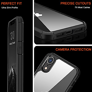 TENDLIN Compatible with iPhone XR Case Crystal Clear Hard Back Soft Bumper Protective Case (Black)