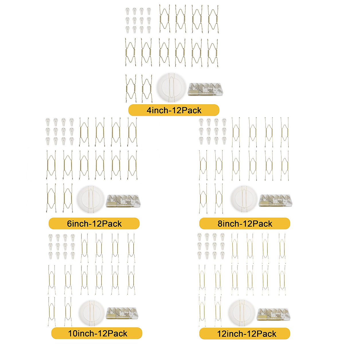 Plate Hangers - 8 Inch 12 Pack Plate Hangers for The Wall Plate Hangers Plate Wall Hangers for Display Plate Wall Hangers Plate Holders for Displaying On Wall Plate Holder Plate Wall Hanger