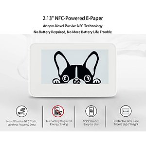 waveshare 2.13 inch Passive NFC-Powered e-Paper,250×122 Pixel, No Battery Required No Messy Wiring Novel Passive NFC Tech Wireless Powering & Data Transfer APP Provided