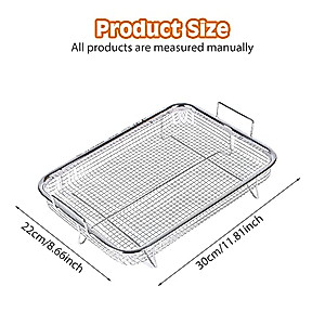 Air Fryer Basket For Oven: 2Pcs Air Fryer Basket, Air Fryer Pan 30 * 22 * 5.5CM Fry Basket Non-Stick Air Fryer Oven Accessories Tray Air Fryer Basket for French Fry Frozen Food