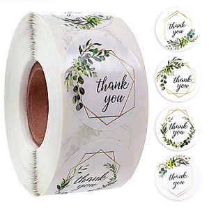 1" Thank You Stickers Roll, 4 Design Adhesive Label Stickers for Gifts Bags Envelopes Bubble Mailers Boxes Small Business Stickers (500pcs/ Roll)