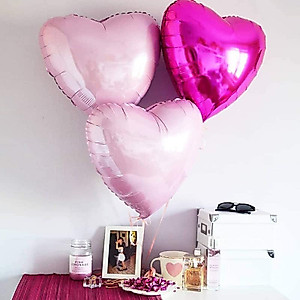 Simple polymer 18 inch Pink Heart Balloons Foil Balloons Mylar Balloons for Party Decoration, Pack of 20