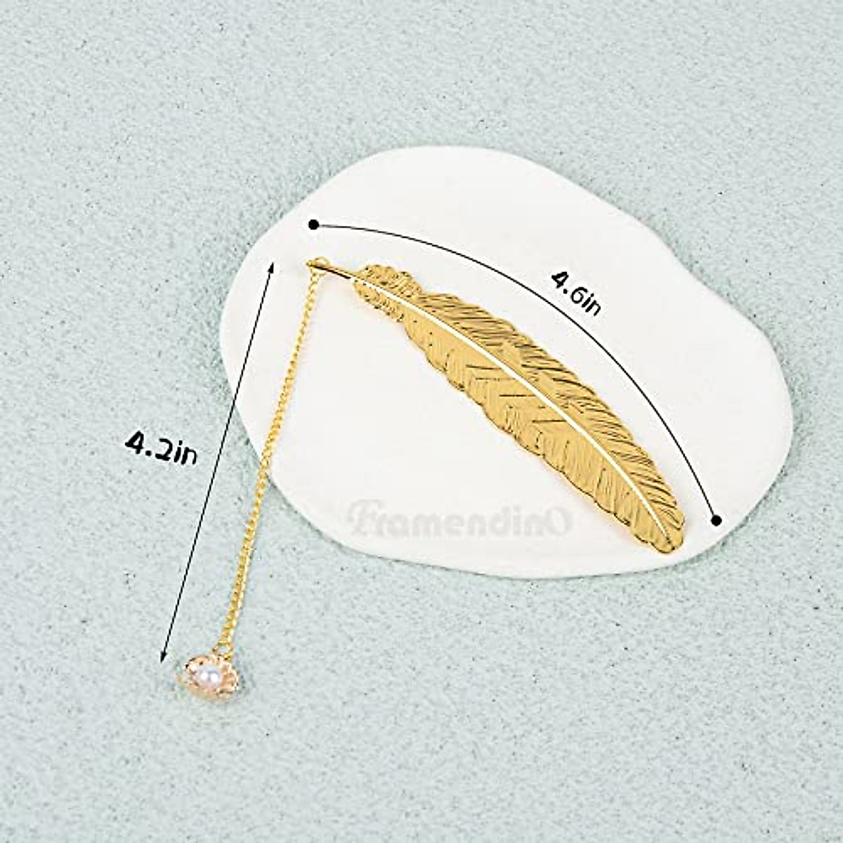 Framendino, 4 Pack Metal Feather Bookmarks Gold Retro Book Page Chain Pendant Bookmark Gifts for Reader, Book Lovers, Students, Teachers, Friends