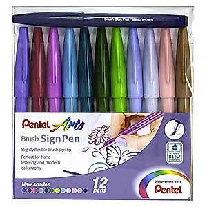 Pentel Brush Sign Pen - Fresh Shades 12pc Wallet