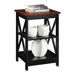 Convenience Concepts Oxford End Table with Shelves, Cherry/Black
