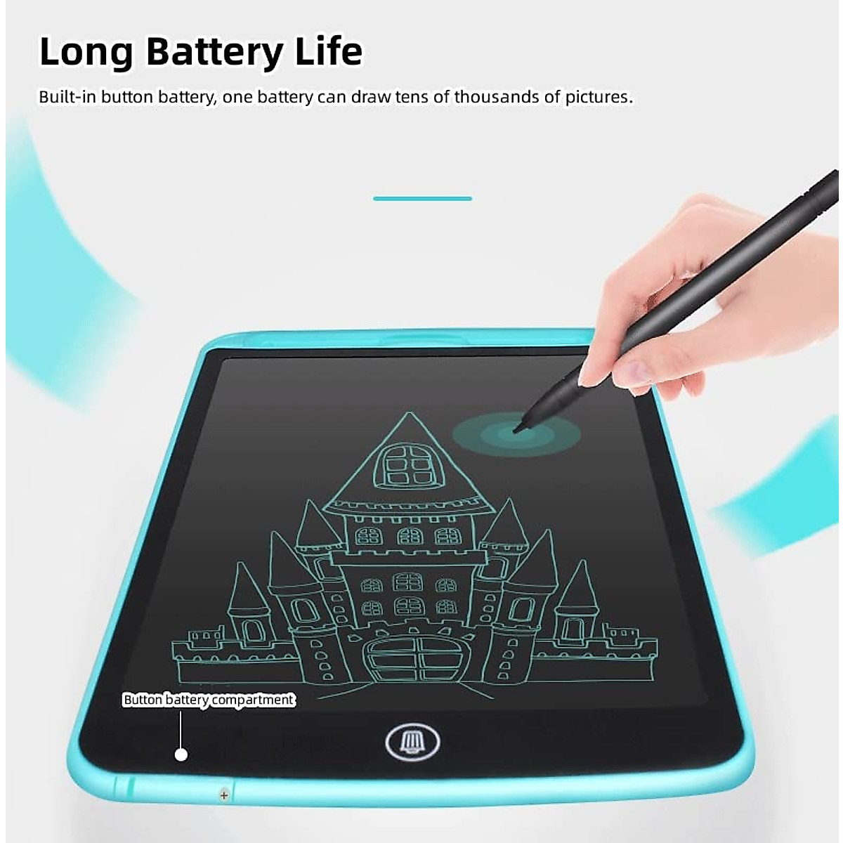 10 Inch Colorful LCD Writing Tablet, Toddler Doodle Board Electronic Drawing Writing Pad for Kids, Reusable and Portable Educational and Learning Toys Gifts for 3 4 5 6 7 Year Old Girls Boys (Blue)