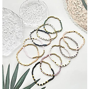 WAINIS 27Pcs Delicate Boho Beaded Bracelet Multi Layer Versatile Statement Bracelets Stackable stretch Cuff Sparkly Glass Crystal Beads bracelets