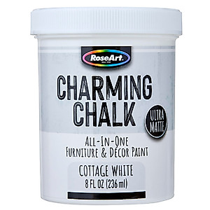 Charming Chalk All-In-One Furniture & Décor Paint - 8oz Cottage White, Ultra Matte Chalk Finish Paint, Ideal For All Techniques Including Distressing, No Prep Needed, Made In USA