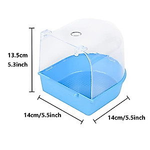 LGsilent Bird Bath Bird Cage Accessories, Bathing Tub for Pet Birds, Hanging Parrot Bird Bathtub Suitable for Small Parrots, Canaries, Love Birds and Other Small Birds, Blue, 5.5x5.5x5.3inch