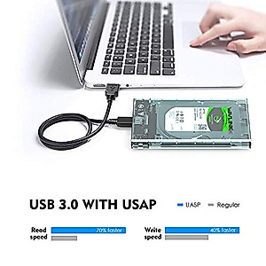 WAVLINK 2.5-Inch SATA to USB 3.0 External Hard Drive Enclosure,Portable Clear Hard Disk Case for 2.5 inch 7mm 9.5mm SATA HDD SSD, Support UASP & 2TB Drives, Tool-Free Design - Clear