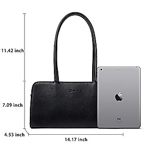 BOSTANTEN Women Designer Handbags Soft Leather Purses and Handbags Satchel Shoulder Bag Bundle with Women Leather Wallet RFID Blocking Small Bifold Wallet with ID Window