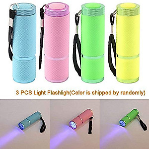Coolrunner 3pcs LED Flashlight, Small Glow Flashlights with 9 LED Lights, Portable Light Nail Dryer for Nail Gel (MIXCOLOR)