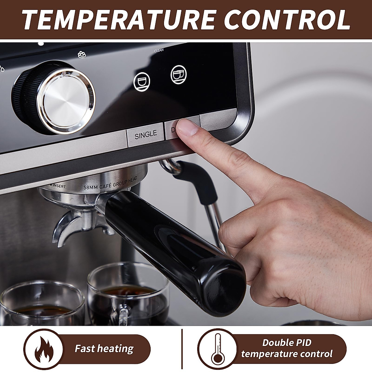 Espresso Machine with Grinder, 20 Bar Espresso Maker with Milk Frother Steam Wand, Professional Cappuccino Latte Maker, Gifts for Dad, Mom, Coffee Lover or Housewarming