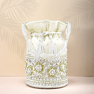 Aheli Indian Potli Bags for Women Evening Bag Clutch Ethnic Bride Purse with Drawstring (P46W)