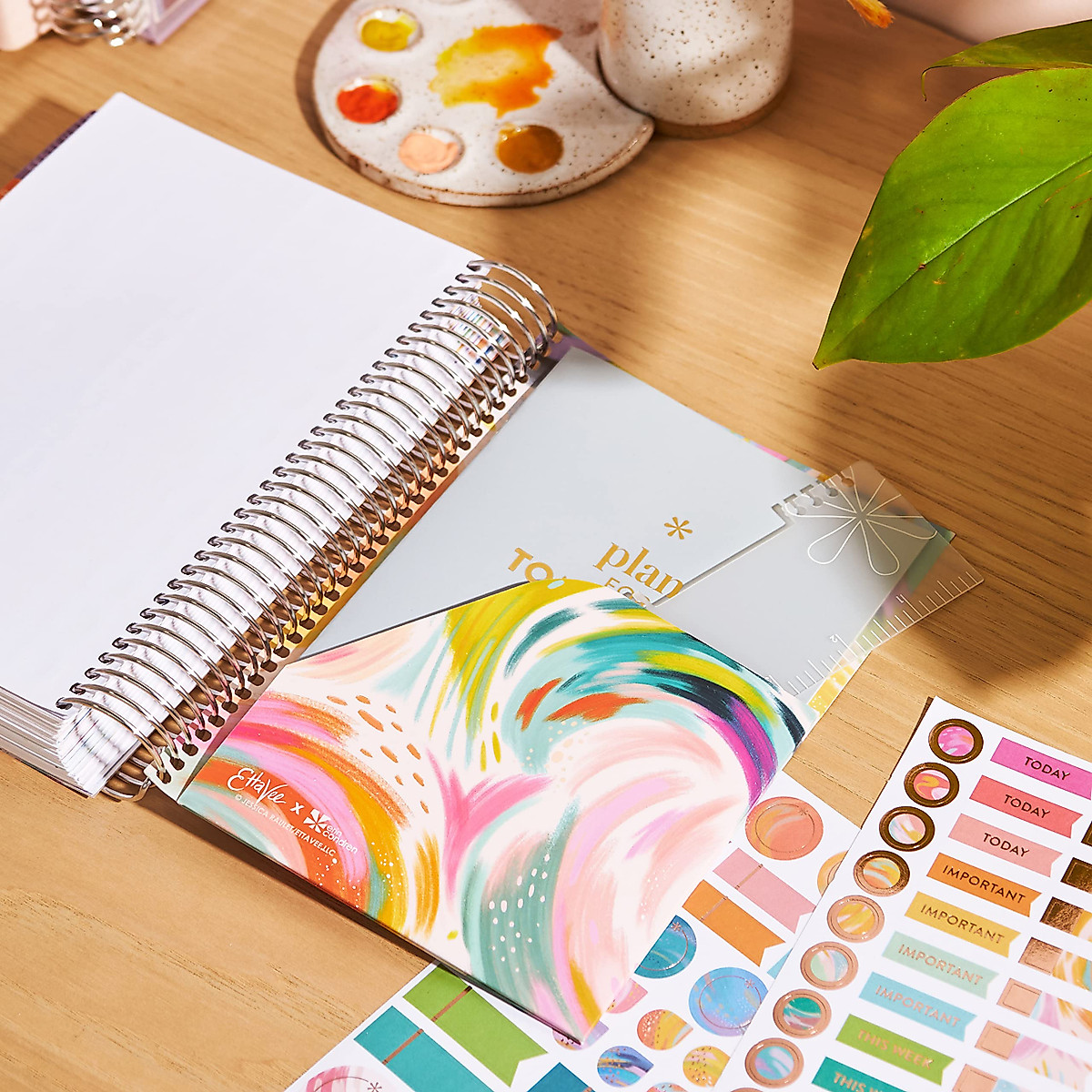 A5 Platinum Spiral Coiled Life Planner (July 2023 - June 2024) - 2023 Layers Colorful Classic Cover + Wildflowers Interior Pages. Horizontal Weekly & Monthly Agenda By Erin Condren