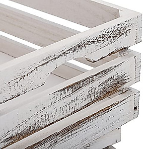 ZOOFOX Set of 3 Wooden Crates with Handles, Distressed Wooden Storage Box for Display, Decorative Nesting Wooden Bins for Fruit, Vegetable, Bread, Party, Bathroom, Kitchen and Cabinet