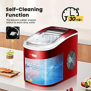 VIVOHOME Electric Portable Compact Countertop Automatic Ice Cube Maker Red with Electric Ice Shaver Snow Cone Maker