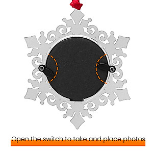 West style 2023 Snowflake Christmas Tree Ornaments Metallic Picture Frame Hanging Home Deco Hanging Pendant Holiday Keepsake Gift (Red, A Snowflake)