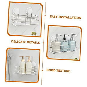 DOITOOL 2pcs No Punching Rack Wall Mounted Shelving Gondola Shelving Stainless Steel Shelving Plastic Bathroom Organizer Utility Caddy Tote Bathroom Floating Shelves Metal Shelf Wall Shelf