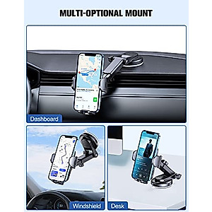 Ruiwwo Phone Mount for Car Dashboard & Windshield, [Super Suction & Never Fall Off] Cell Phone Holder Car, Hands Free Car Phone Holder Mount Compatible with iPhone Samsung All 4-7" Smartphones