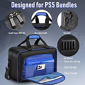 COMECOI Carrying Case for PS5, Travel Case for PS 5 Protective, Large Capacity Storage Bag Compatible with Playstation 5 Disk/ Digital Edition Console, Controllers, Game Cards, Accessories