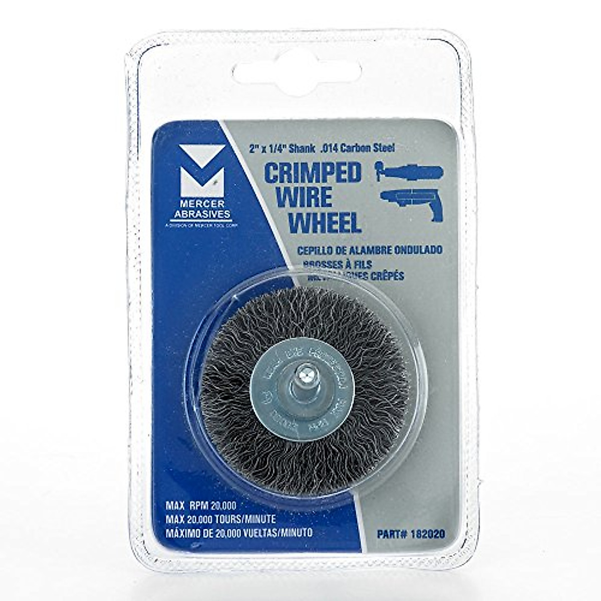 Mercer Industries 182020 - 2" x 1/4" Shank Crimped Wire Wheel, .014 Carbon Steel Wire