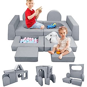 11pcs Kids Couch, Premium Toddler Couch for Child Teens, Play Couch for Bedroom Playroom Toy Living Room, Prefect Gift for Creative Girls and Boys